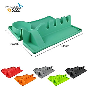 Silicone Utensil Rest with Drip Pad; Spoon Holder for Stove Top; Spoon Rest; Large Spoon Rest; Silicone Spoon Rest; Utensil Rest; Kitchen Spoon Rests; Kitchen Spoon Holder (red)