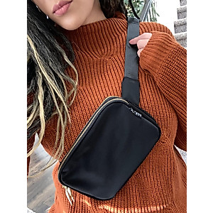 ZORFIN Fanny Packs for Women, Fashion Belt Bag with Two Main Pockets, Crossbody Bays for Travel Workout Outdoor Cycling Hiking (Black)