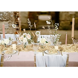 DearHouse 6Pack Cheesecloth Table Runner, Cheese Cloth Boho Gauze Table Runner for Wedding Bridal Baby Shower Birthday Holiday Party Rustic Sheer Table Decorations (Champagne)