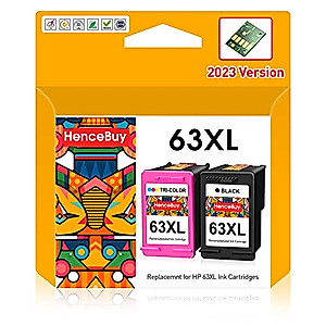 HenceBuy Remanufactured Ink Cartridge Replacement for HP Ink 63 63XL Ink Cartridges Black and Color for HP OfficeJet 3830 4650 5255 Envy 4520 4512 4513 Deskjet 1112 2130 Printer (1 Black 1 Tri-Color)