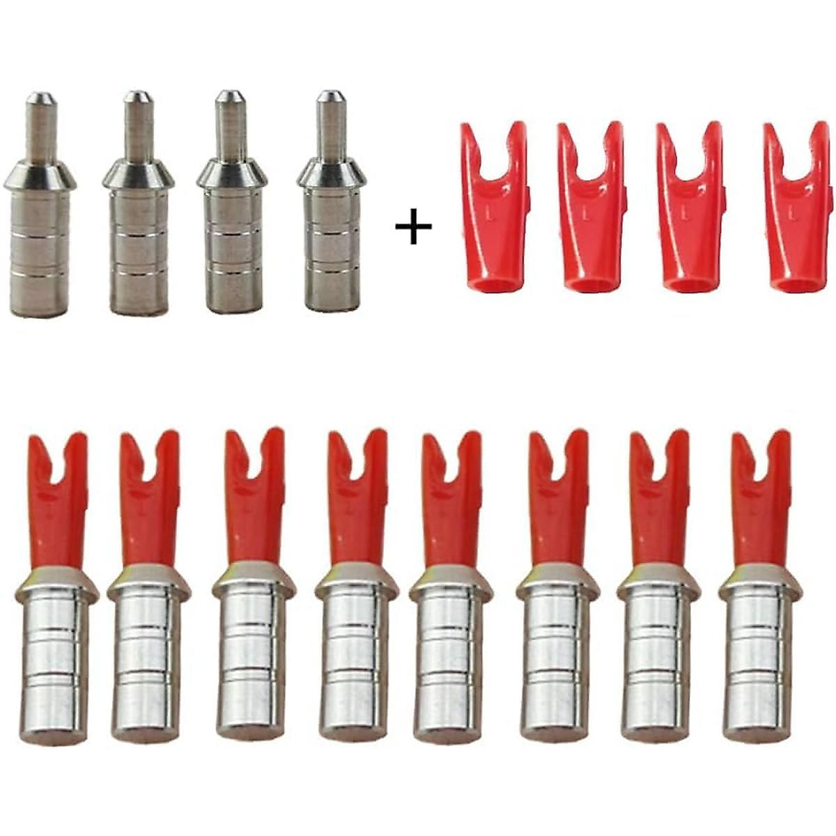 AMEYXGS Archery Aluminum Pin Nocks Bushing with Plastic Arrow Nock DIY Arrow Accessories for ID 4.2/6.0/6.2 mm Arrow Shaft (Red ID 4.2mm)