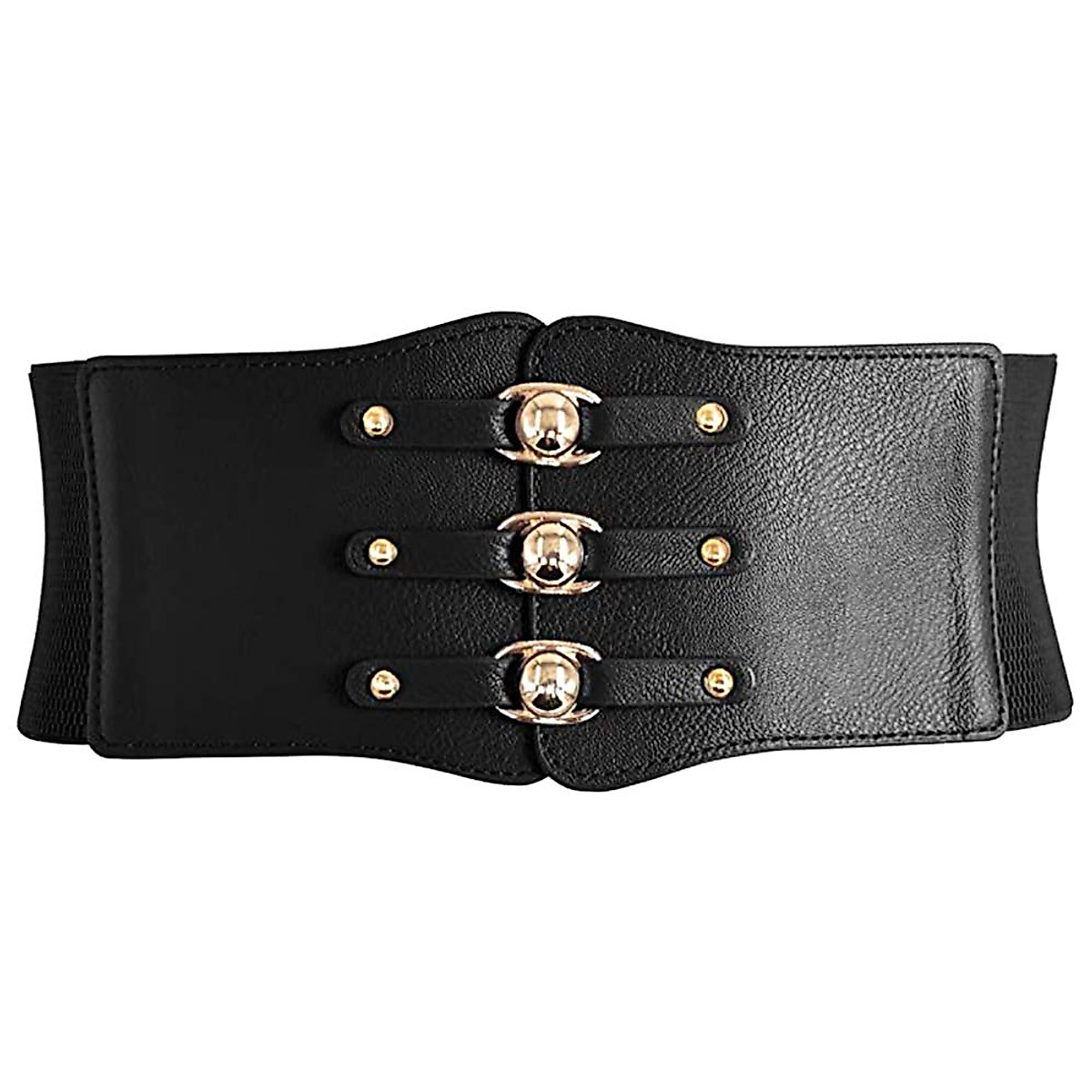 Nanxson Womens Elastic Wide Waist Band Tied Waspie Corset Obi Waist Belt PDW0077 (black)