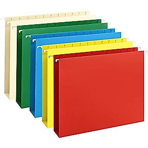 HERKKA Extra Capacity Hanging File Folders, 30 Reinforced Hang Folders, Heavy Duty 2 Inch Expansion, Designed for Bulky Files, Medical Charts, Assorted Colors, Letter Size, 30 Pack