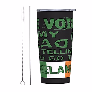 VKKOEWL The Voices In My Head Irish Stainless Steel Insulated Tumbler 20 Oz Travel Water Bottle Coffee Mug Drink Cup With Lid Straw