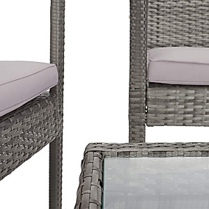 Safavieh PAT7507B Collection Bassey Grey 4-Piece Outdoor Living Patio Set
