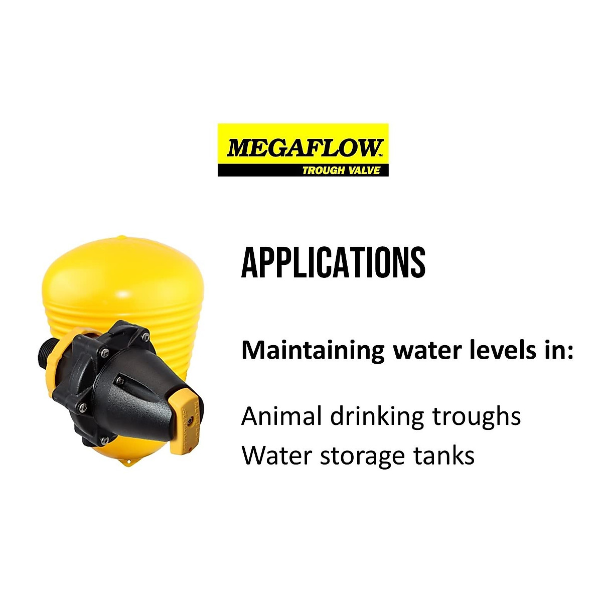 Jobe Valves Megaflow Valve with Short Tail, 1", Yellow/Black(Does NOT include Nut and Washer)