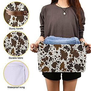 xigua Cow Print Rectangular Storage Bin Canvas Square Storage Basket with Handles for Home,Office,Books,Nursery,Kid's Toys,Closet & Laundry,Gift Basket