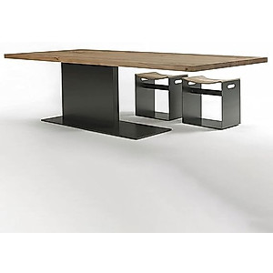 LAKIQ 837314 Solid Wood Kitchen Dining Table Modern Island Dining Table Minimalist Kitchen Table with Pedestal Base for Dining Room Living Room(70.9" L x 29.5" W x 29.5" H)