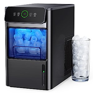 Silonn Ice Maker Coutertop Machine - Portable Ice Cube Maker, 20lbs of Bullet Ice per Day, 6 ice Cubes in 6 Mins, Visible Water Level Window, Stainless Steel, Ideal for Kitchen, Office, Camping