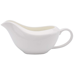 Yesland Gravy Sauce Boat with Saucer Stand -13.5 Oz Fine White Ceramic Gravy Boat for Dining, Holiday Meals & Parties