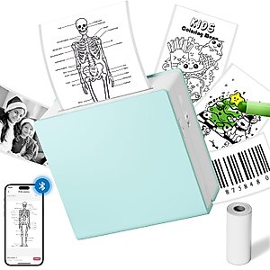 Memoking Print Pods Mini Printer - Inkless Sticker Printer Machine M02 Print Pod Bluetooth Portable Mini Printer for iPhone Thermal Pocket Printer Sticky Note Printer for Note, Photo, DIY, Scrapbook