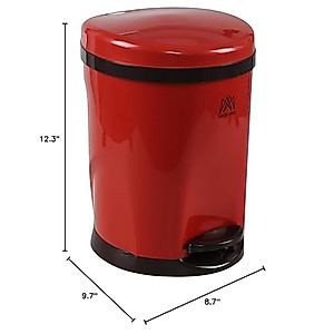 Ortodayes 2 Gallon Small Foot Pedal Trash Can, Round Garbage Can with Lid, Red