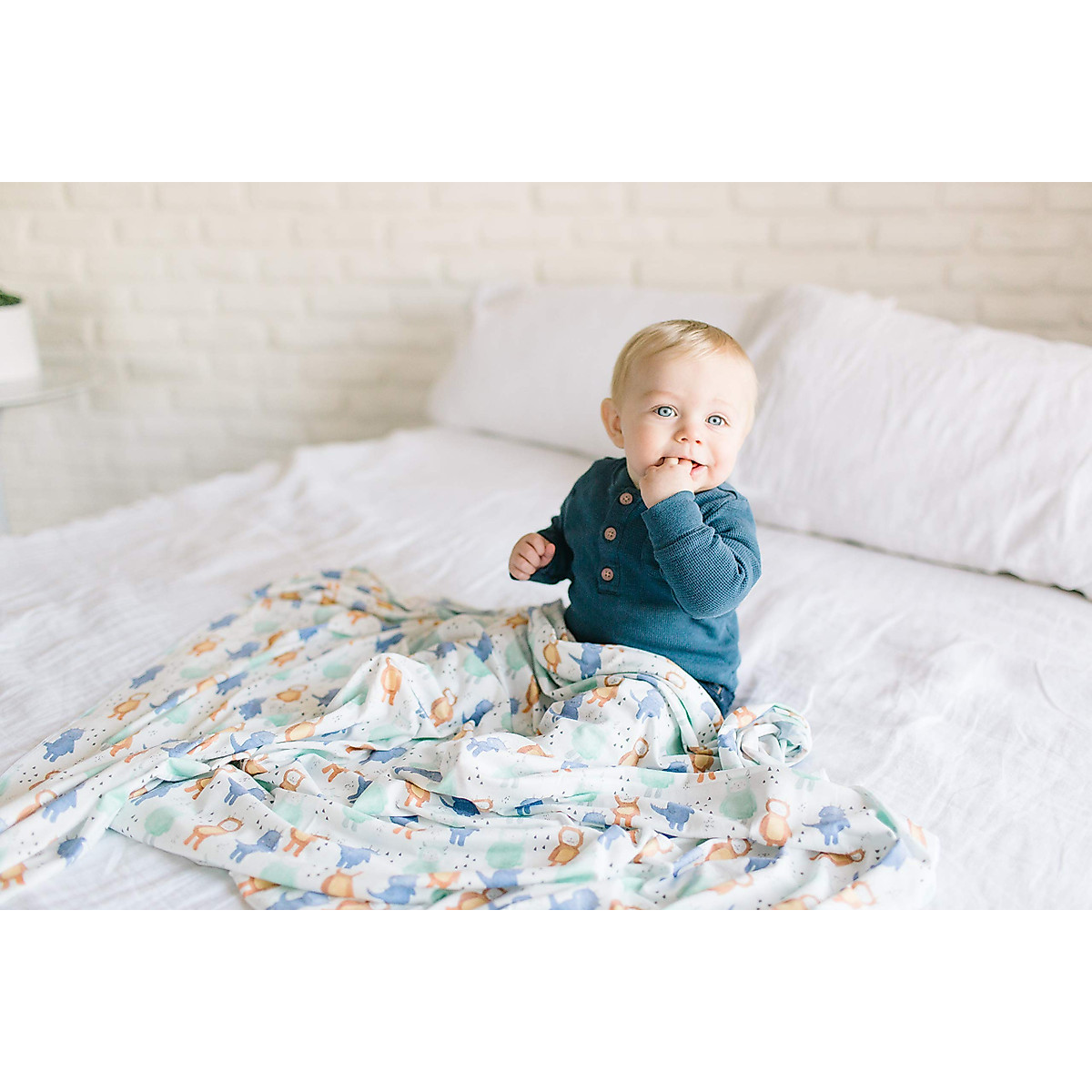 Large Premium Knit Baby Swaddle Receiving Blanket "Max" by Copper Pearl