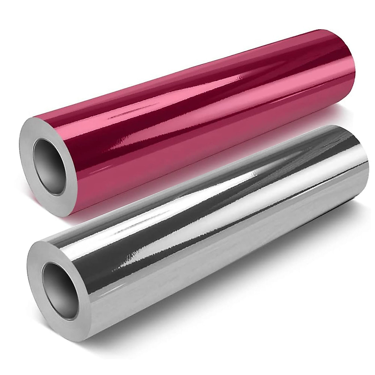 VViViD DECO65 Chrome Gloss Craft Vinyl Bundle 2 Rolls of 7ft x 11.8" (Pink & Silver) - M0