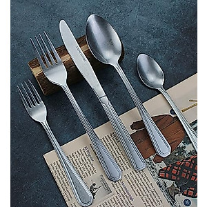 Silverware Set Cutlery Food-Grade Stainless Steel Retro Bordered Utensil Flatware Home Restaurant Small Business,Mirror Finish Tableware 20 Piece Service for 4