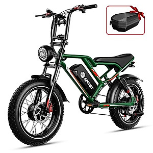 AMYET S8 Electric Bike for Adults, Peak 3000W Dual Motor AWD 48V 25Ah Ebike 35MPH Electric Bicycles 7-Speed with Full Suspension Fork Hydraulic Disc Brake Max Range 75 Miles Electric Bike (Green)