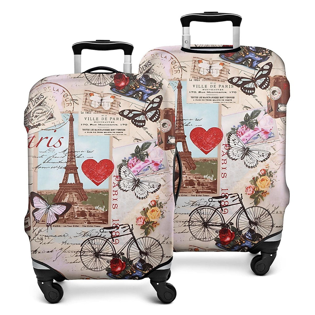 Xidingyue France Paris Tower Luggage Protective Cover Eiffef Tower Pattern Elastic Suitcase Cover Fit 22-24 Inch Luggage