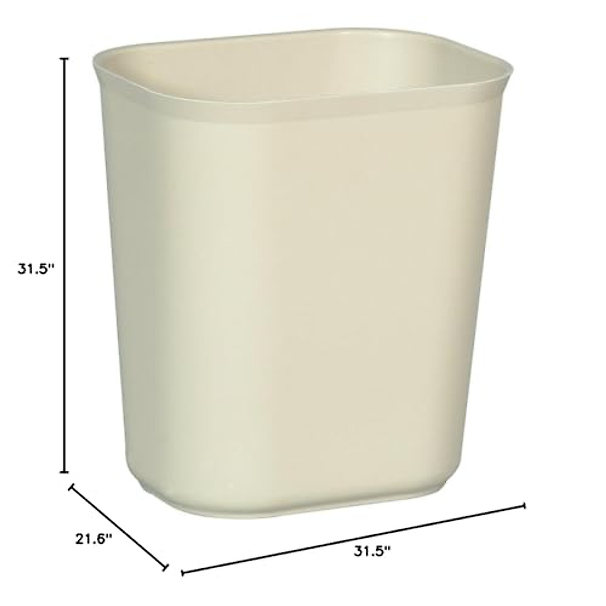Rubbermaid Commercial Products Fire Resistant Wastebasket 14 Qt/3.5 GAL, Beige, for Hospitals/Schools/Hotels/Offices/Homes
