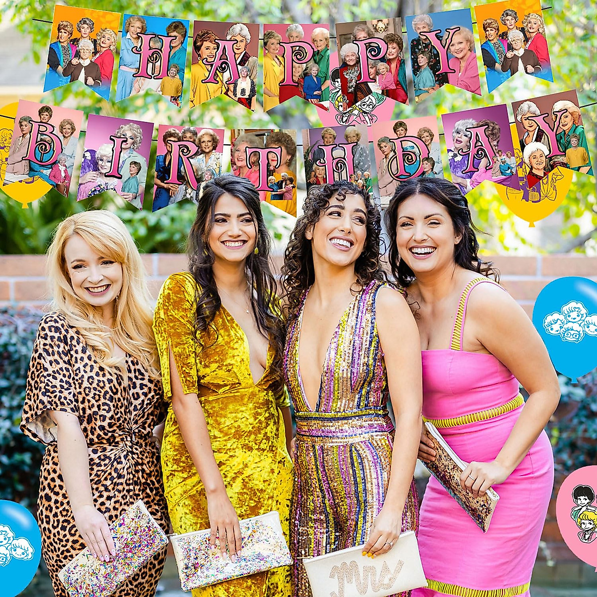 OUDINI The Golden Girls birthday party supplies,Golden Girls including cake topper, cupcake toppers, Banner, Latex Balloons,It is very suitable for Women and girl birthday party supplies., Blue