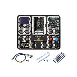 Waveshare Entry-Level Sensor Kit Compatible with Raspberry Pi Pico, Including Pico Expansion Board and 15 Common Modules-Sensor Kit Only