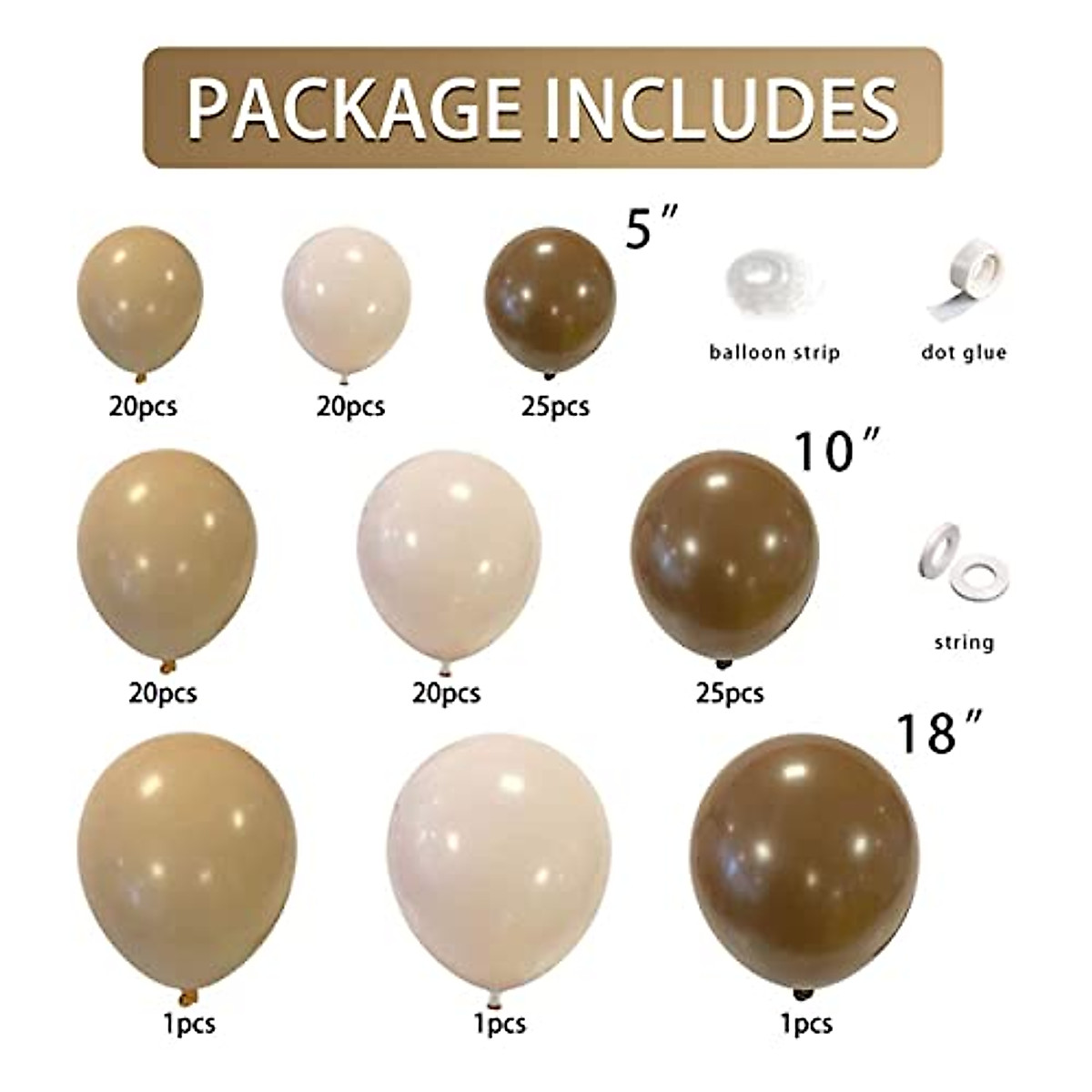 Brown Balloons Garland Arch Kit Double-Stuffed Nude Balloons Tan Coffee Brown Blush Neutral Balloons Jungle Theme Woodland Teddy Bear Baby Shower Birthday Party Decorations