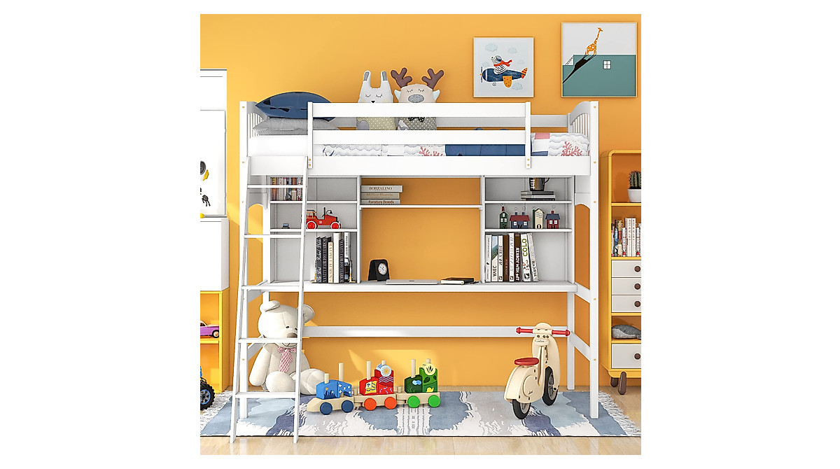 Harper & Bright Twin Loft Bed with Desk - Space-Saving Design