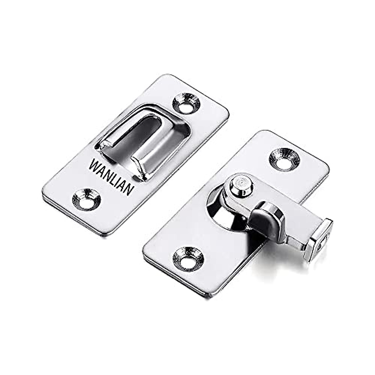 WANLIAN Door Hasp Latch 90 Degree, Stainless Steel Safety Angle Locking Latch for Push/Sliding/Barn Door, Satin Nickel