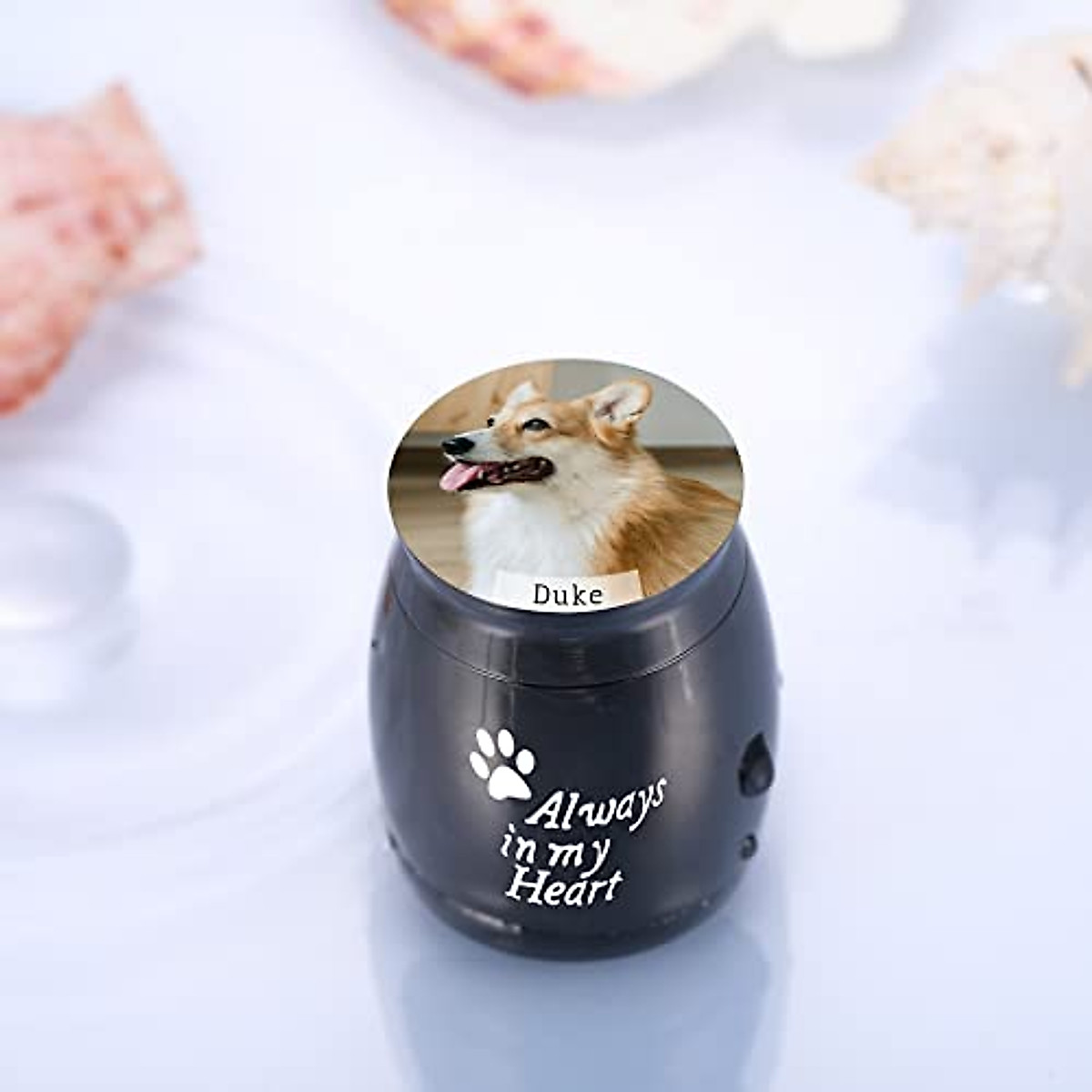 OTXIXTO Custom Mini Keepsake Urns for Human Ashes Customized Photo Symbol Birthstone Small Urns Stainless Steel Decorative Black Urns Cremation Holder Pet Ash Containers