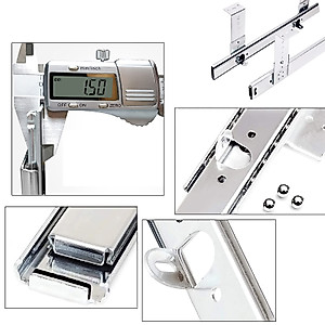 All Metal Ball Bearing Keyboard Slide, Under Desk Keyboard Tray Sliding Rails, for Drawer/Shelf/Bookshelves/Platform, 60kg Load, Telescopic Slides for Piano, Drawer Slides (size :Silver 350mm(14 inch)