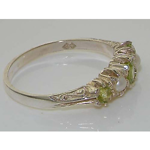 LetsBuyGold 925 Sterling Silver Natural Peridot and Cultured Pearl Womens Band Ring - Sizes 4 to 12 Available