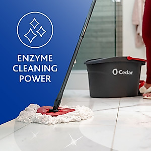 O-Cedar EasyWring Microfiber Spin Mop, Bucket Floor Cleaning System, Red, Gray + O-Cedar PACS Hard Floor Cleaner, Crisp Citrus Scent