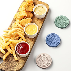 AOZITA Salad Dressing Container To Go, 2.4oz Porcelain Small Condiment Containers with Lids for Lunch Bento Box, Premium Silicone, Leakproof, Reusable Sauce Cups for Picnic and Travel, Dishwasher Safe