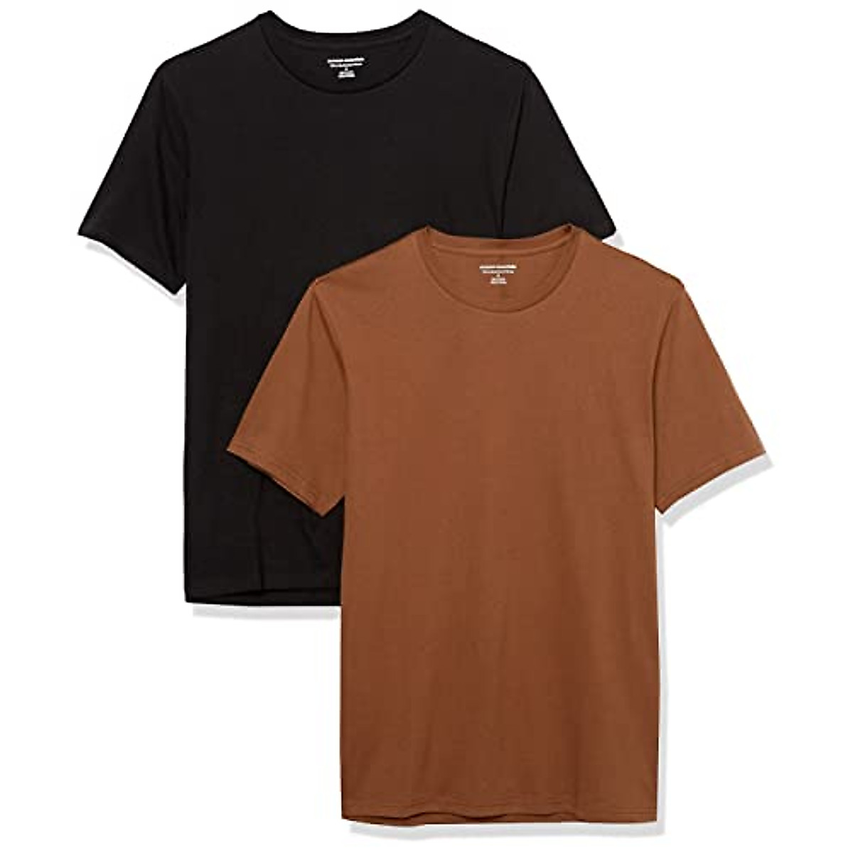 Amazon Essentials Men's Slim-Fit Short-Sleeve Crewneck T-Shirt, Pack of 2, Black/Brown, Medium