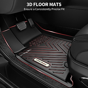 YITAOTOR Floor Mats Fit for Ford F-150/F150 Lightning SuperCrew Cab 2024-2015(Rear w/o U-Seat Flat Storage),TPE All Weather F150 Truck mats, 1st & 2nd Row