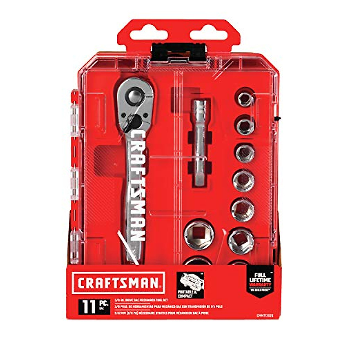 CRAFTSMAN Socket Set with Ratchet, SAE, 3/8-Inch Drive, 11-Piece (CMMT12026)