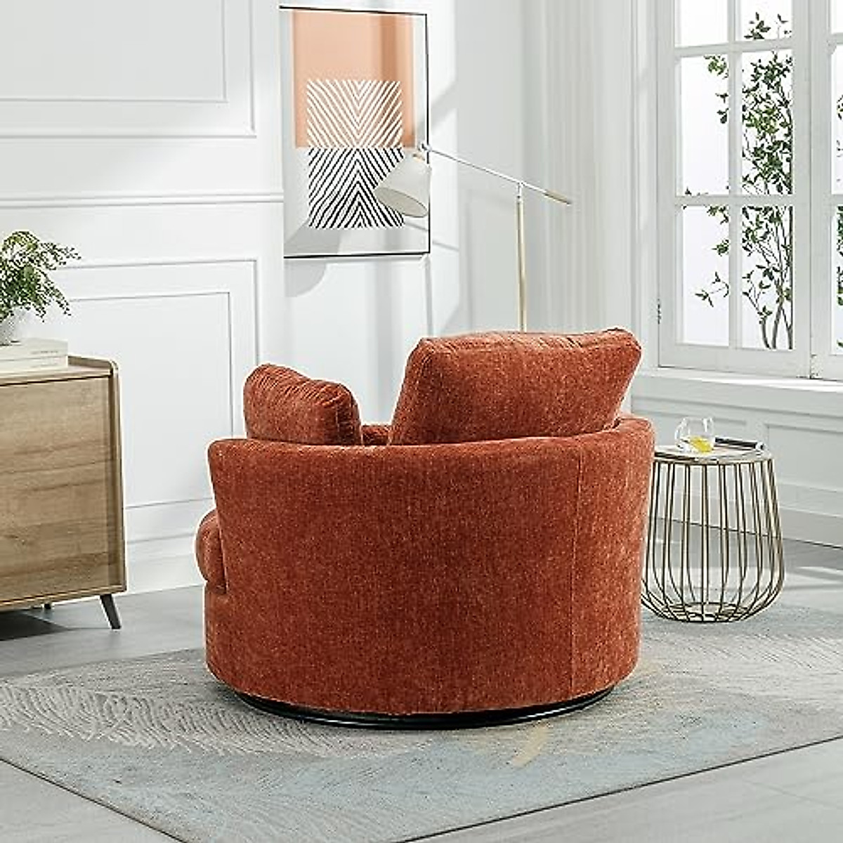 Oversized Swivel Accent Barrel Chair with Storage Bench Large Ottoman+4 Pillows,Comfy Upholstered 360 Recliner Sofa Club Chaise Leisure Round Loveseat Lounge Armchair for Living Room/Hotel/Nursery