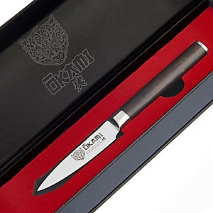 Paring Knife 3.5 inch by Okami Knives, Japanese VG10 Stainless Steel, Damascus Kitchen Blade