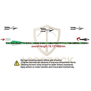 ASODROCK Carbon Crossbow Bolts 18 inch Colorful Camouflage Arrows with 3-Inch Vanes Replaceable Field Point and Moon Nock(12pcs Pack)
