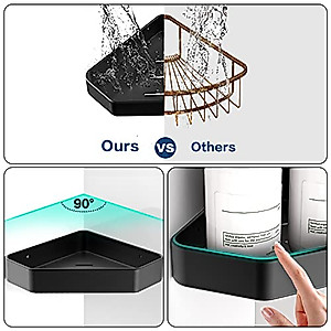 Corner Shower Caddy Organizer, 2 Pack Shower Shelves for Inside Shower, Adhesive Bathroom Wall Shower Organizer Accessories, Space Aluminum Corner Shower Shelf with 4 Hooks