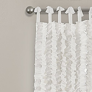 Lush Decor, White Sophia Ruffle Curtain | Textured Window Panel Set for Living, Dining Room, Bedroom (Pair), 84” x 40, 84" x 40"