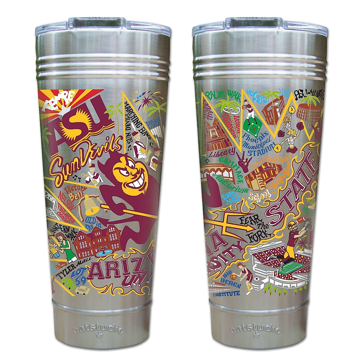 Catstudio Arizona State University Collegiate Thermal Tumbler | Triple Wall Insulation With Non Slip Bottom | Great College Travel Cup for Water, Coffee, Tea, or Smoothies