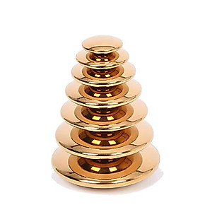 TickiT Sensory Reflective Buttons - Gold - Set of 7 - Ages 0m+ - Mirrored Discs for Babies and Toddlers - Sensory Stacking Toy
