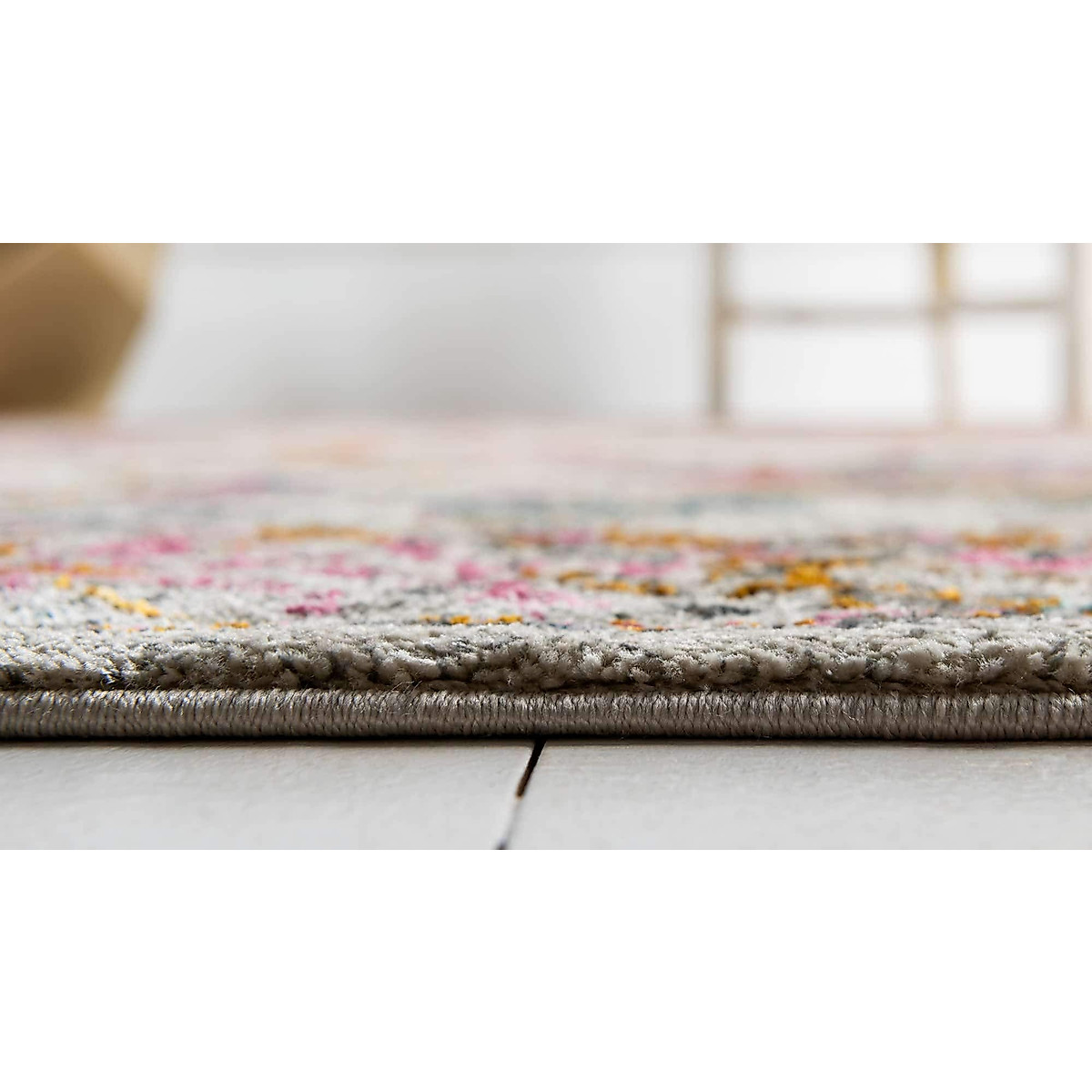 Unique Loom Aurora Collection Over-Dyed, Abstract, Botanical Southwestern, Transitional Area Rug, Rectangular 9' 0" x 12' 0", Beige/Pink