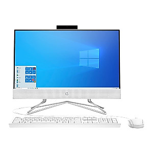 HP 22-inch All-in-One Desktop Computer, AMD Athlon Silver 3050U Processor, 4 GB RAM, 256 GB SSD, Windows 10 Home (22-dd0010, White), Snow White