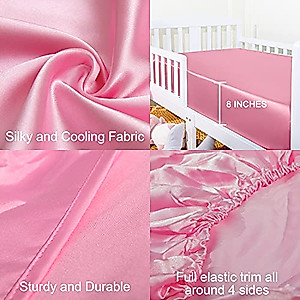 NTBAY 2 Pack Silk Satin Fitted Crib Sheet, Super Soft and Silky 28x52 Crib Sheet for Standard Crib and Toddler Mattresses, Boys, Girls, Unisex, Pink, 28x52 Inches