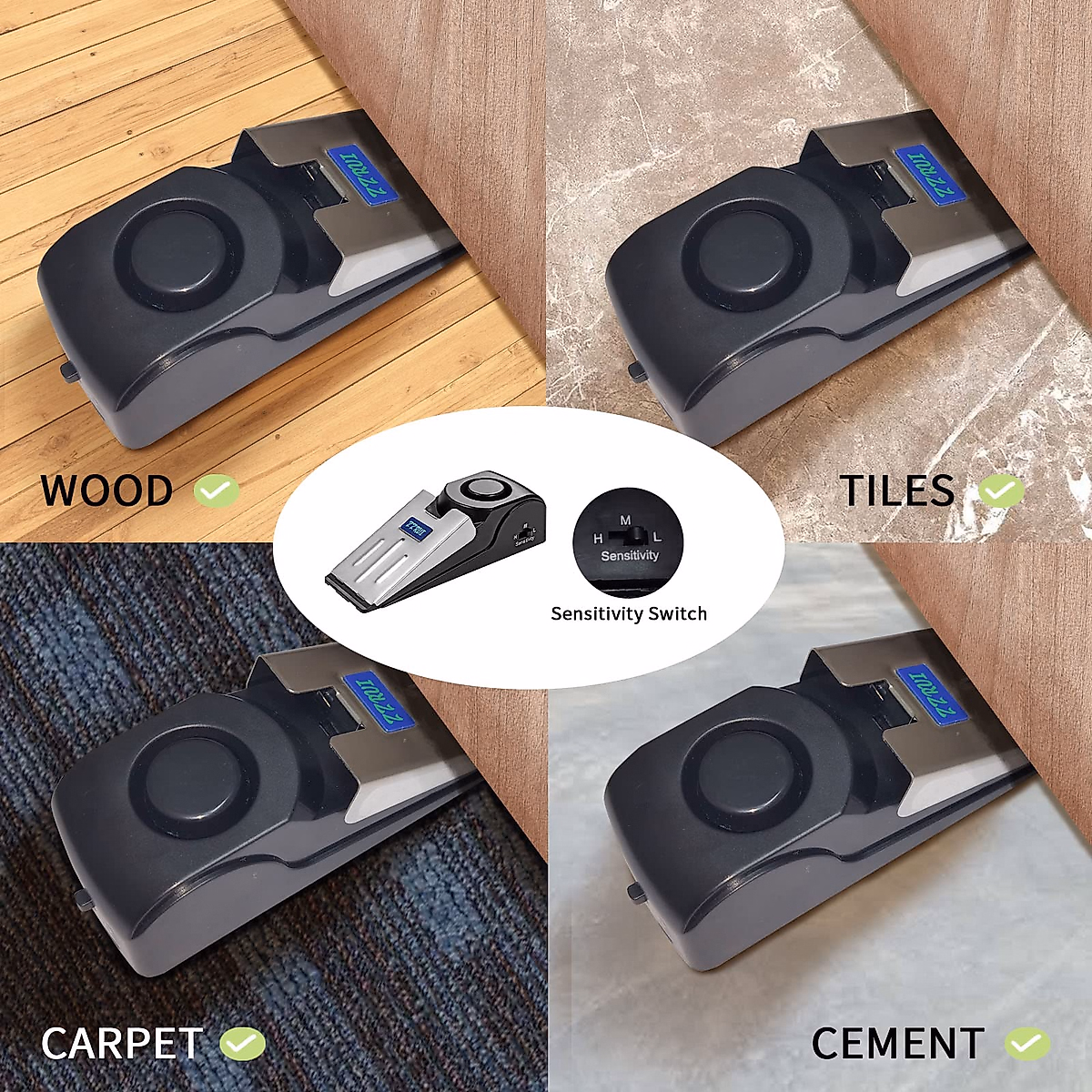 ZZRUI Upgraded Door Stopper Security Alarm,Portable 120 Loud Entrance Alert Door Stop Alarm for Travel Home Apartment House(2 Pack)