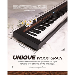 Starfavor SP-150W Digital Piano,88 Key Weighted Keyboard with Hammer Action,2x30W Speakers,200 Rhythms,238 Tones, Electric Piano Keyboard 88 Keys with Triple Pedal, Wood Grain Pattern, MIDI/USB