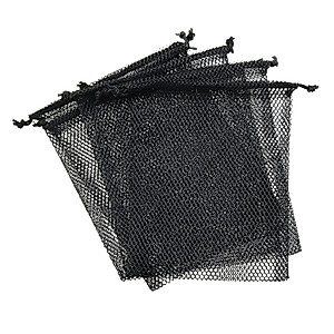 Bxian 6PCS 6x8inch Black Nylon Drawstring Mesh Bag Small Travel Organiser Laundry Bag for Carrying Sports Equipment and Ball and Clothes