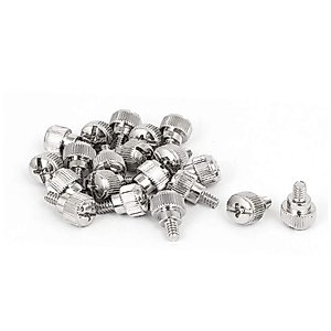 New Lon0167 6#-32 Nickel Featured Plated Knurled Phillips reliable efficacy Head Thumb Screw 20pcs for Computer PC Case(id:34b 6d b2 42e)