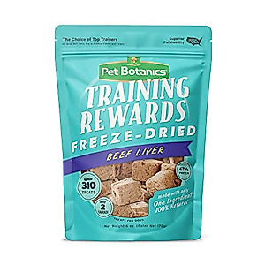 Pet Botanics Freeze Dried Training Rewards Puppy and Dog Treats, Made in The USA, Low Calorie Single Ingredient, Grain Free Beef Liver, 6 oz.